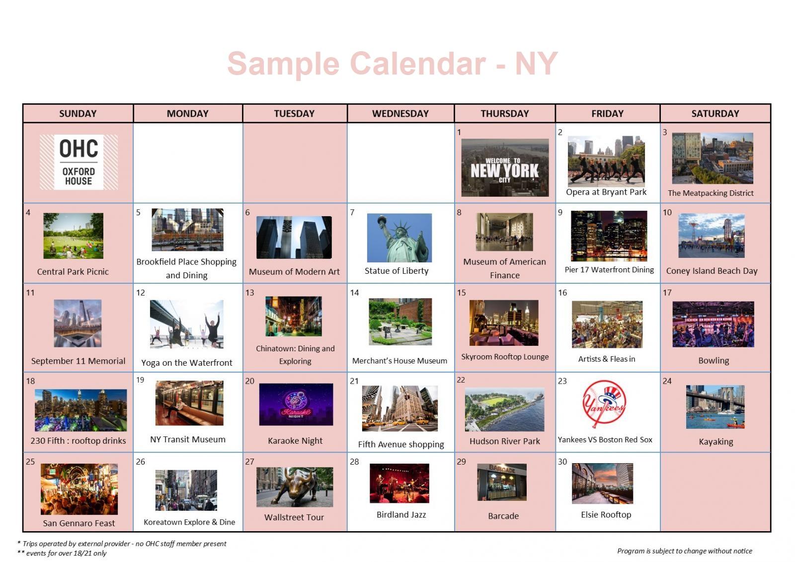 New York Social Program Activities | OHC English